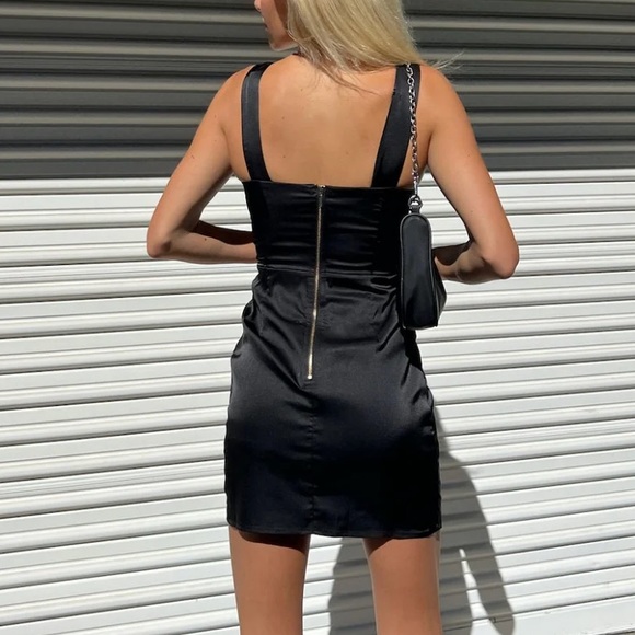 Isabelles Cabinet | Dresses | Isabelles Cabinet Linked Satin Black Mini ...